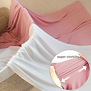 OWLOWLA Baby Photo Props Blanket Newborn Photography Shoot Soft Photography Wrap Blanket for Baby Boys Girls(Blush&Ivory)