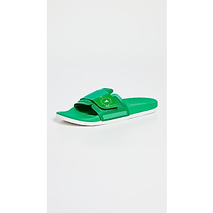adidas by Stella McCartney Women's Slides, RichGreen/RichGreen/White, 7.5 Medium US