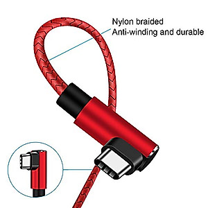 [3 Pack] Galaxy S21 Charger YWXTW Type C USB Cable 10FT [Case Friendly] 90 Degree Durable Fast Charging Cable for Galaxy S21 Ultra S20 FE A52 A72 A51 A71 A11, Note 20 Ultra, LG Velvet/Wing (Red 10FT)