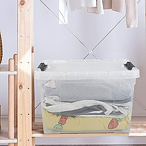 Pekky 50 Quart Clear Storage Containers/Bins with Lid，Wheels and Latching Handles, Large Rolling Storage Plastic Box Tote(4Packs)