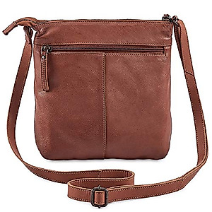 Cochoa Women's Real Leather Small Triple Zip Crossbody Bags Purse Travel Bag