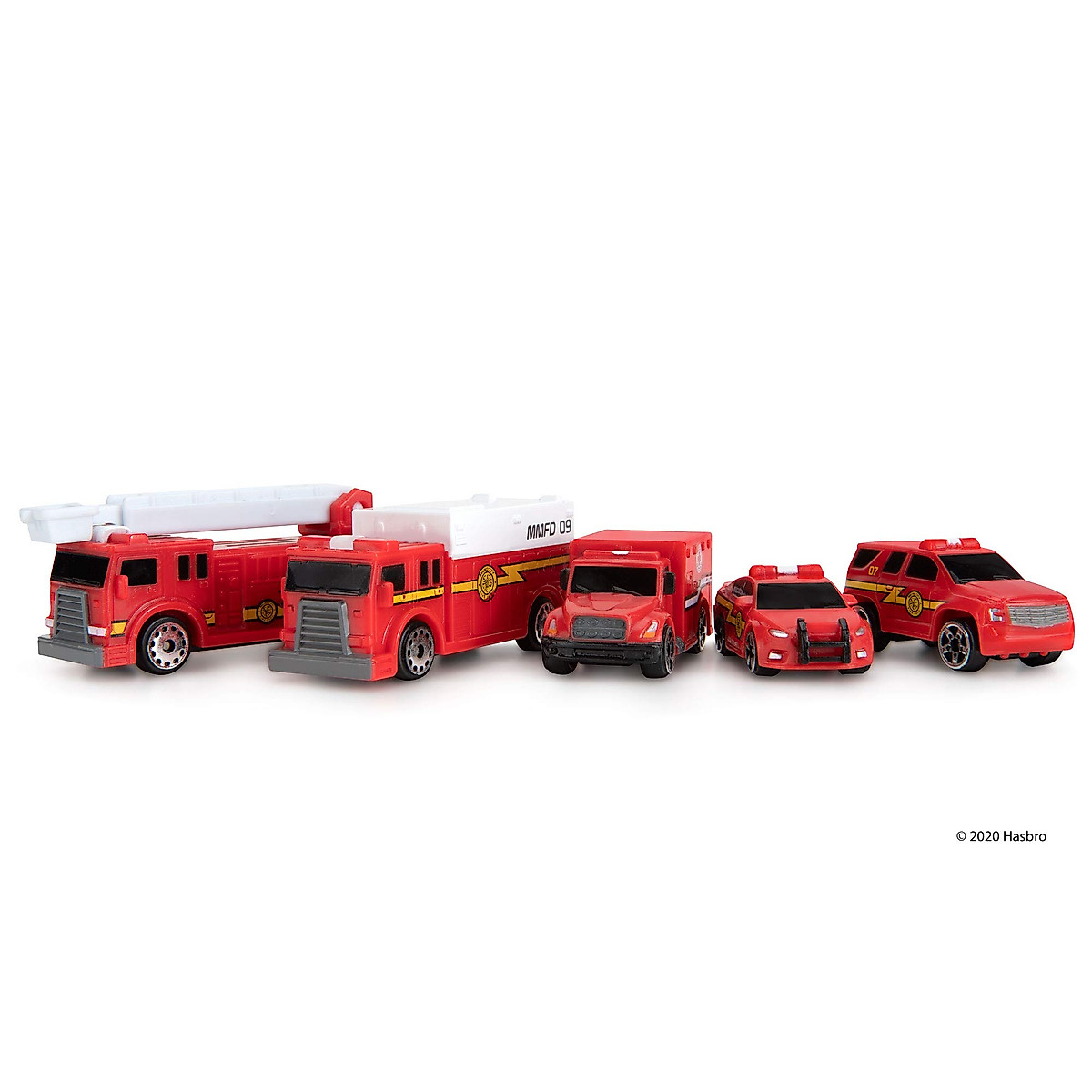 Micro Machines World Packs, Fire & Rescue - Features 5 Highly Detailed Vehicles: Ladder and Heavy Duty Trucks, Ambulance, Command Car, Fire Chief and Corresponding MM City Scene - Collect Them All