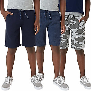 Lee Youth Boys' Sweat Shorts Athletic Casual Jogger Shorts & Pockets, Performance Activewear 3-Pack Age 10 to 12 Years Navy Camo