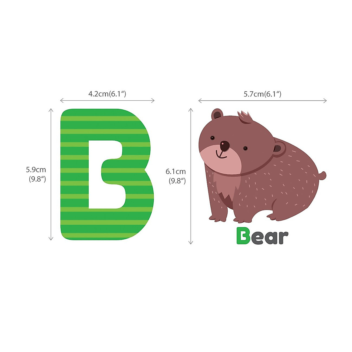 DECOWALL DS-8014 Colourful Animal Alphabet ABC Kids Wall Stickers Wall Decals Peel and Stick Removable Wall Stickers for Kids Nursery Bedroom Living Room (Small) décor