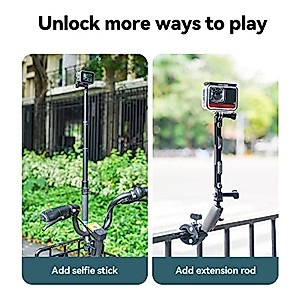 Aluminum Handlebar Bike Clamp Mount for GoPro Insta360 Phone, 360°Ball Head Super Monitor Gripper DSLR Magic Arm with 1/4"-20 Thread Bicycle Motorcycle Boat Tube Bar Attachment LED Light Accessories
