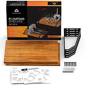 Avantru, Floating Shelves Deep, Floating Shelves Wall Mounted, Large Wall Shelf, Wide Shelf, Pinewood, for Kitchen, Bedroom, Bathroom, Living Room, Office. Set of 2. Use: Décor, Photos, Books