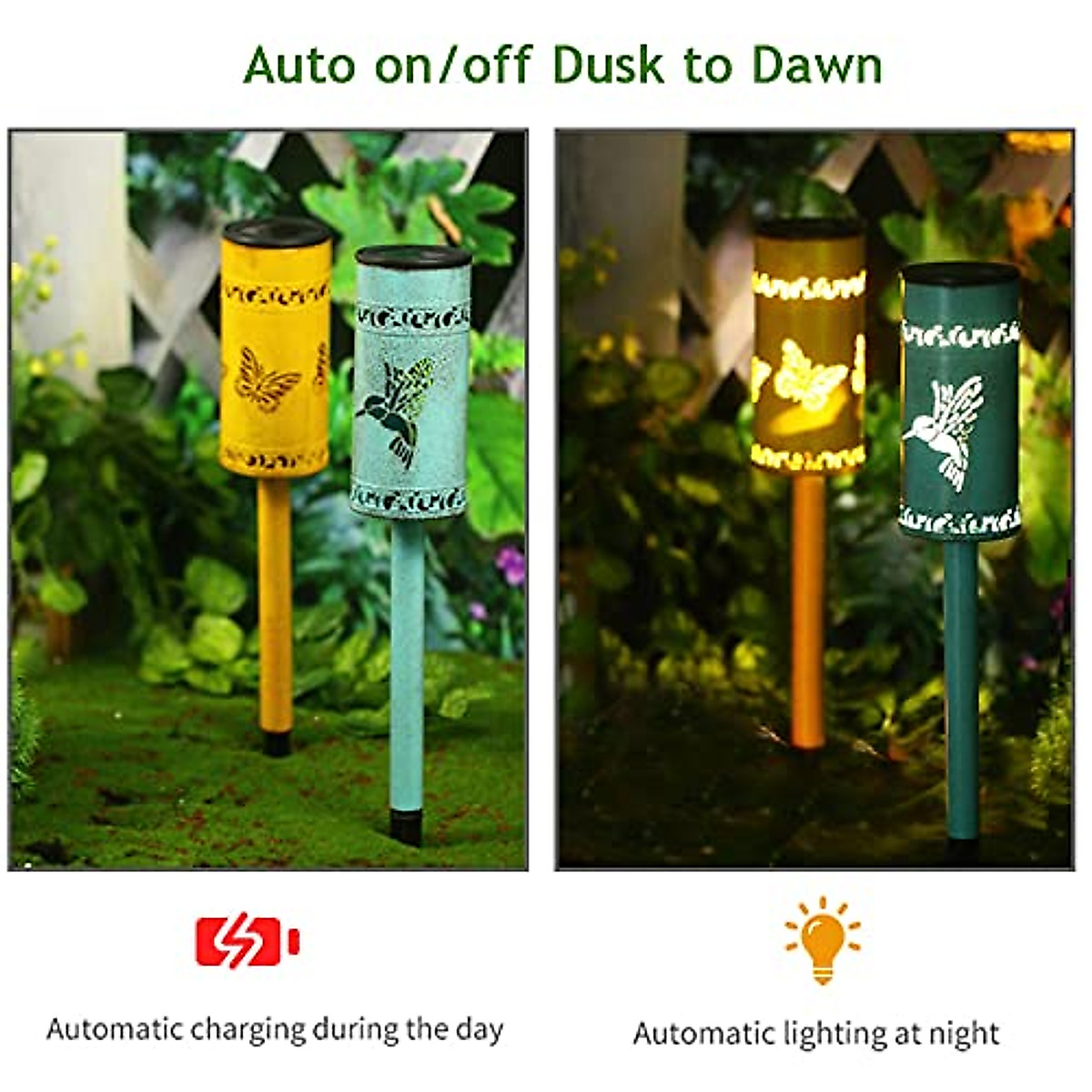 Outdoor solar garden stake lights decorative, outdoor garden lights decor Hummingbirds & Butterfly & owl solar stake lights, outside solar lawn yard gifts decorations/patio lawn and garden ornament