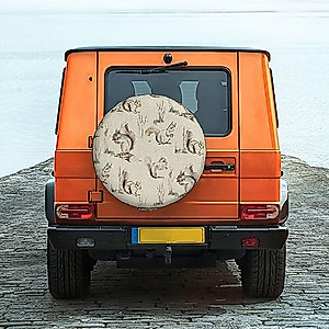 Squirrels Background Print Spare Tire Cover Funny Wheel Covers Waterproof Dust-Proof Wheel Protectors Fit for Trailer SUV Truck Camper 14 Inch