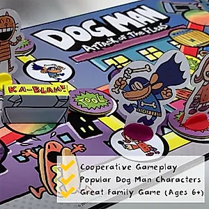 University Games, Dog Man Attack of The FLEAS Cooperative Board Game Based On The Popular Dog Man Book Series by DAV Pilkey for 2 to 6 Players Ages 6 and Up
