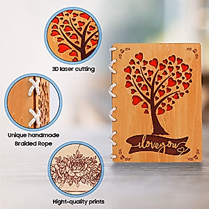 DEPLEE Heart Tree Wooden Cards, Anniversary Card for Her with Romantic Wood Card Design, Love Wood Greeting Card, Happy Anniversary Card Wood, Birthday Cards for Women, Mothers, Wife, Mom |6x8 in