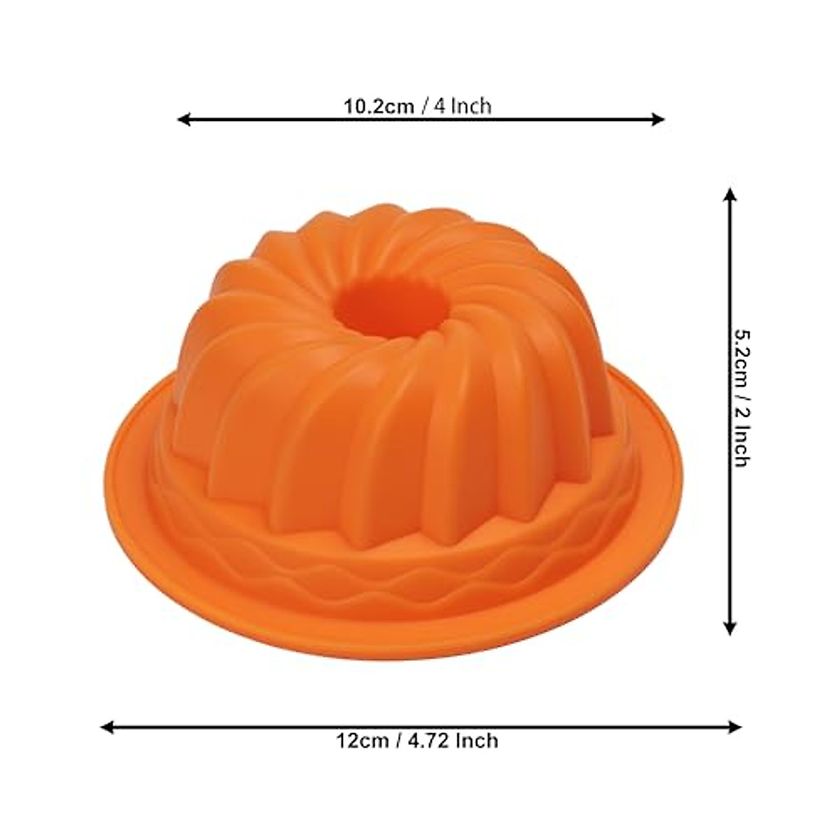 Vimas 4 PCS Extra-Thick Silicone Fluted Cake Pan, 4 IN Silicone Tube Cake Pan, Nonstick Baking Molds for Muffin, Jello and Gelatin (Orange)