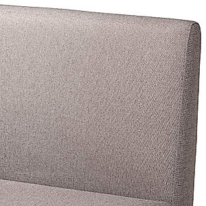 Baxton Studio Odessa Corner Sofa Bench Grey Fabric Upholstered and Walnut Brown Finished Wood 2-Piece Dining Corner Sofa Bench