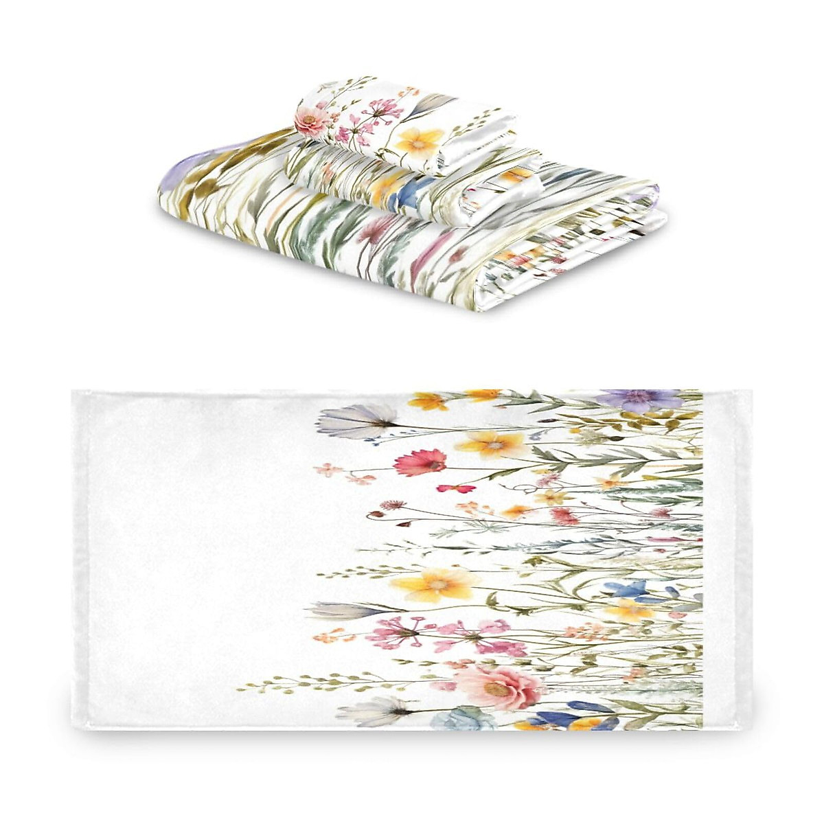 Flradish Watercolor Flowers Butterflies Towels 3 Pack Bath Towels for Bathroom Set Soft Cotton Highly Absorbent Lightweight & Quickdry Towel Set 1 Bath Towel,1 Hand Towel,1 Washclothe