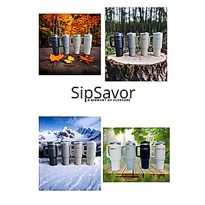 SipSavor 40 OZ Quencher H2.0 Stainless Steel Leakproof Vacuum Insulated | Tumbler with Lid and Straw | Thermos Mugs | Travel Cup for Hot and Cold Drinks (Rose Quartz)