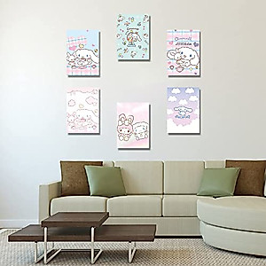 Cinnamoroll Posters, Set of 6 Anime Print Art Cute Posters For Home Bedroom and Dorm Wall Decor, Cinnamoroll Posters Gift Set For Teens, 10x14 Inches, No Framed
