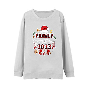 Qinnyo epic daily deal Ugly Christmas Sweaters Women Dressy Sweatshirt for Womens Fashion 2023 Shirt for Family Matching Family Xmas D-gray
