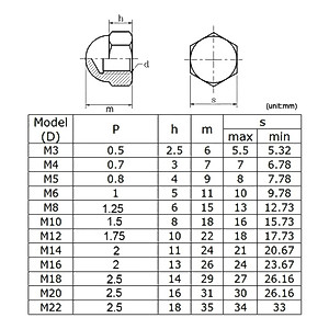 TNDYIG 10pcs/lot Acorn Cap Nut M3 M4 M5 M6 M8 M10 M12 M14 M16 M18 A2-70 Stainless Steel Decorative Cap Nuts Caps Covers (Size : M5)