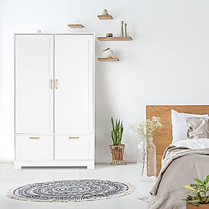 VINGLI Wide White Armoire Wardrobe Closet with Adjustable Shelves and Drawers, 60" Freestanding Closet Wardrobe Cabinet, Armoires and Wardrobes with Doors for Kids' Room, Dorm