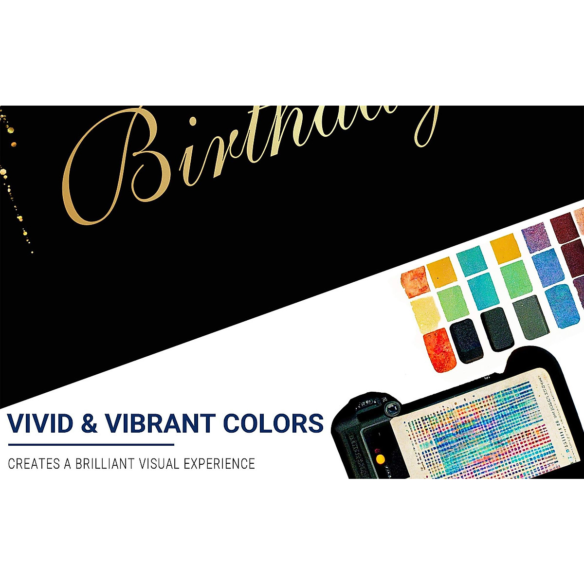 Allenjoy Happy Birthday Party Backdrop Black and Gold Glitter Bokeh Sequin Spots Photography Background Golden Sparkle Shining Dots Baby Milestone Banner Cake Table Decor Photo Booth Props