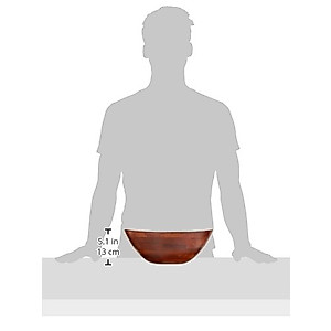 Lipper International Cherry Finished Wavy Rim Serving Bowl with 2 Salad Hands, Large, 13" x 12.5" x 5", 3-Piece Set