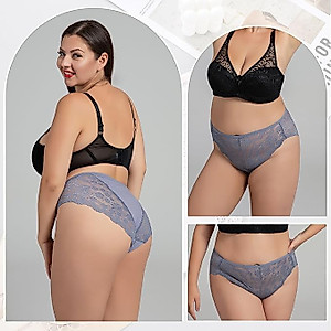 Cinvik Womens Lace Panties High Waisted Underwear Ladies Sexy Seamless Black 6 Pack M