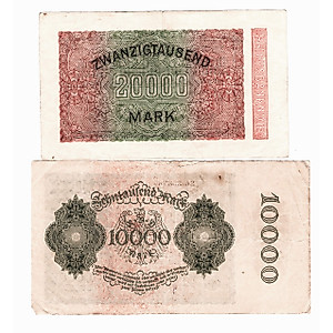 Germany Weimar Republic Set fo 20.000 10.000 5.000 1.000 and 500 Mark Banknotes (Build Your Own Collection)
