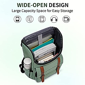 zalupri Work Laptop Backpack for Women and Men, 15.6 inch Computer Travel Backpacks for Working Stylish Teacher Backpack Casual Daypack laptop Bag with USB Charging Port, Green