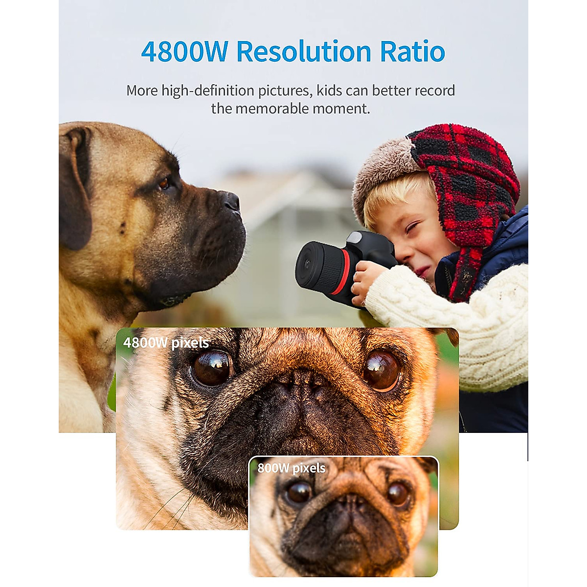 MOREXIMI Kids Camera, Digital Camera for Kids 3-8 Year Old, Birthday, Toys for Girls, 2.4" IPS Screen, Video Camcorder with Flash, 32G Card Included, Perfect Size (Black)