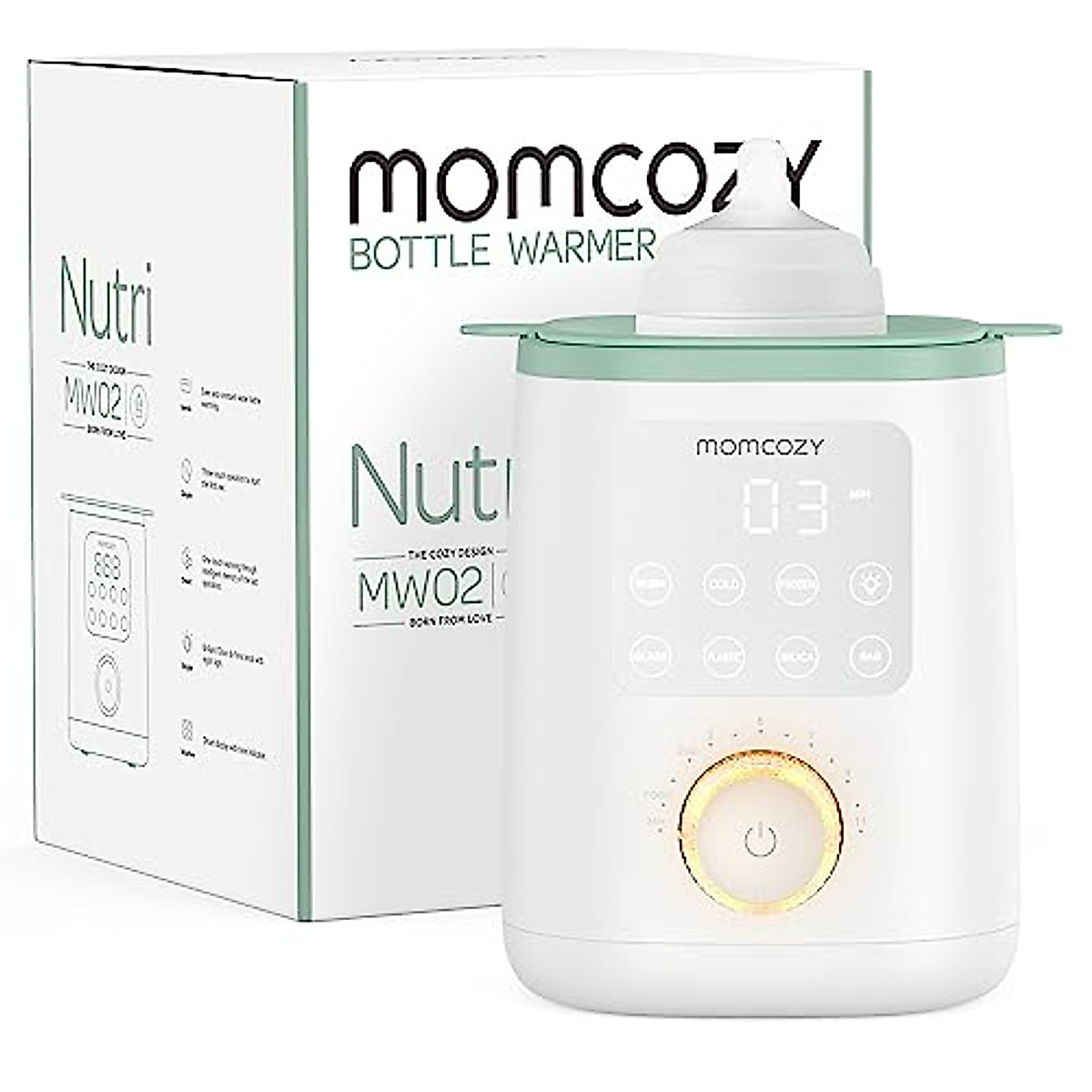 Momcozy Nutri Bottle Warmer, 9-in-1 Baby Bottle Warmer with Night Light, Accurate Temperature to Preserve Fullest Nutrients in Breast Milk, Bottle Warmers for All Bottles with Breastmilk or Formula