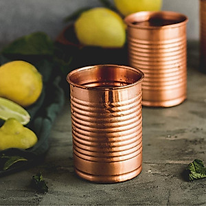 Kosdeg Copper Cocktail Tins Set of 2 12oz - Copper Cups For Drinking - Bean Tin Design - Perfect Copper Mug Bar Set for Tastier Drinks - Metal Tumbler gets Ice Cold In Seconds