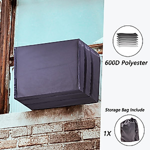 yhslmh Air Conditioner Covers for Window Units, Outdoor Window Air Conditioner Cover for Outside, Rectangle Ac Defender Cover for Winter Exterior, AC Protection Cover (Black, 27.5" Wx 25" D x 19" H)
