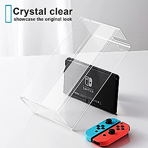 MANWU Clear Protective Case Dust Display Box Cover for New Nintendo Switch Model (only Cover),Acrylic Clear casing Compatible with Switch OLED