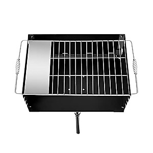 Outdoor Park Style Grill Rotatable 4 Level Height Adjustable BBQ Grill Steel 25 inch x 17 inch Cooking Area Camp Grill for Parks Gardens or Balconies