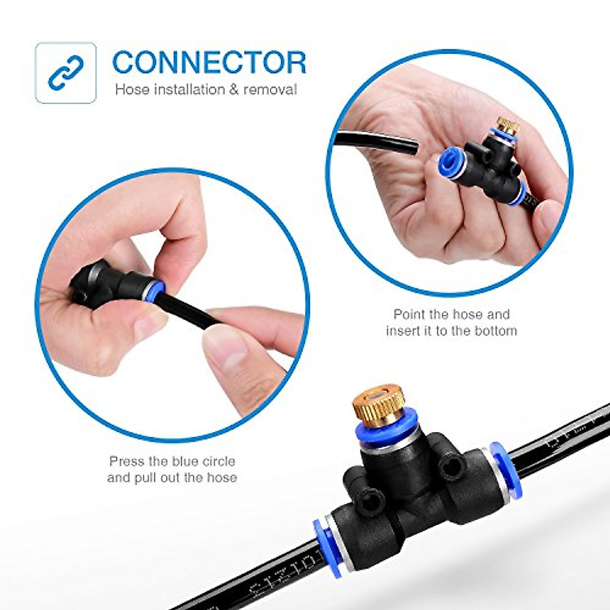 GLANT Misting Cooling System Misters Cooling 27ft Outdoor Mister for Patio Garden Greenhouse Umbrellas Irrigation Sprinkle with 27ft Misting Line + 11 Brass Mist Nozzles + a (3/4) Brass Adapter