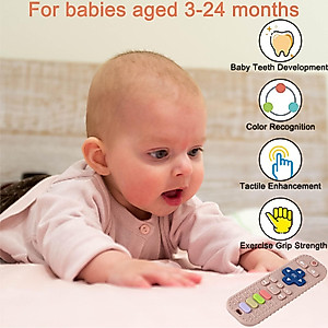 AIZIXIN Soft Silicone Baby Teething Toys,TV Remote Control Shape Teething Toys for Babies 3-24 Months, BPA Free Baby Teethers Relief Soothe Toys, Baby Chew Toys for Toddlers Boy Girl(Pink)