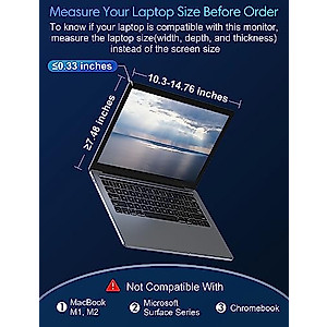 FOPO 12" Triple Laptop Screen Extender Triple Portable Monitor for 13"-14.1" Laptop, FHD 1080P IPS Dual Display, with Type-C/HDMI for Windows/MacOS/Switch -S12