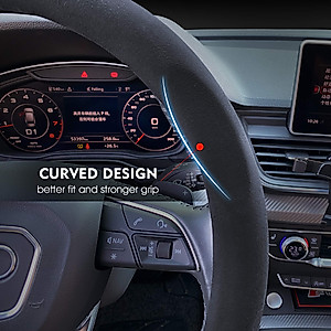 Carodi Car Suede Steering Wheel Cover Car Non-Slip Leather Car Interior Fitting 15-inch Universal