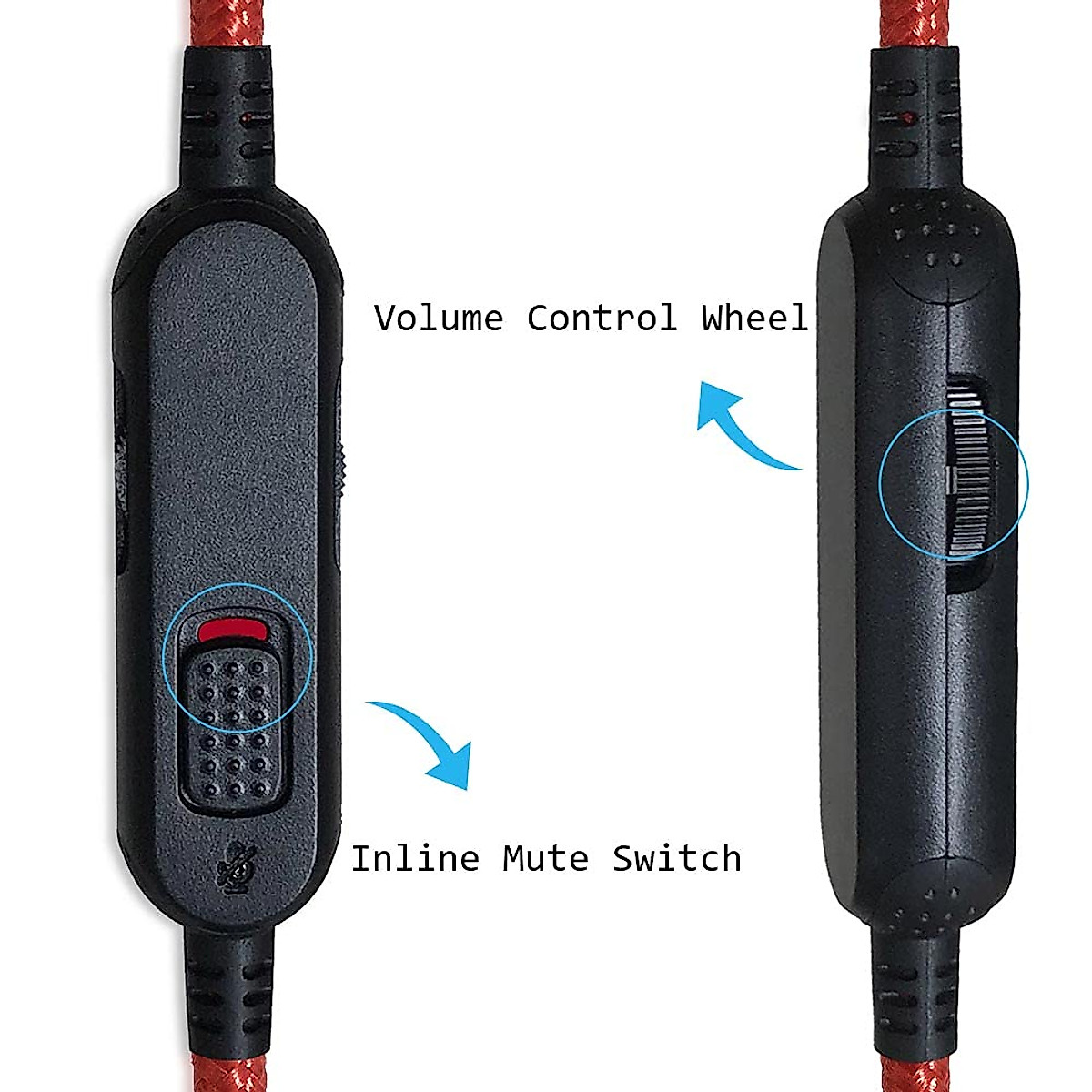 MJKOR Replacement Audio AUX Cable Compatible with HyperX Cloud Mix and Cloud Alpha Gaming Headset, Inline Mute and Volume Control(No Inline Mic, Red)