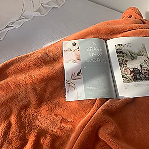 Double 91-TV Throw Blanket, Lightweight, Warm and Cozy, Super Soft Cuddly Blanket for Sofa, Chair, and Bed Couch, Fleece Travel Bedspread Blanket Single Size 100 x 170 cm (Classic Orange)