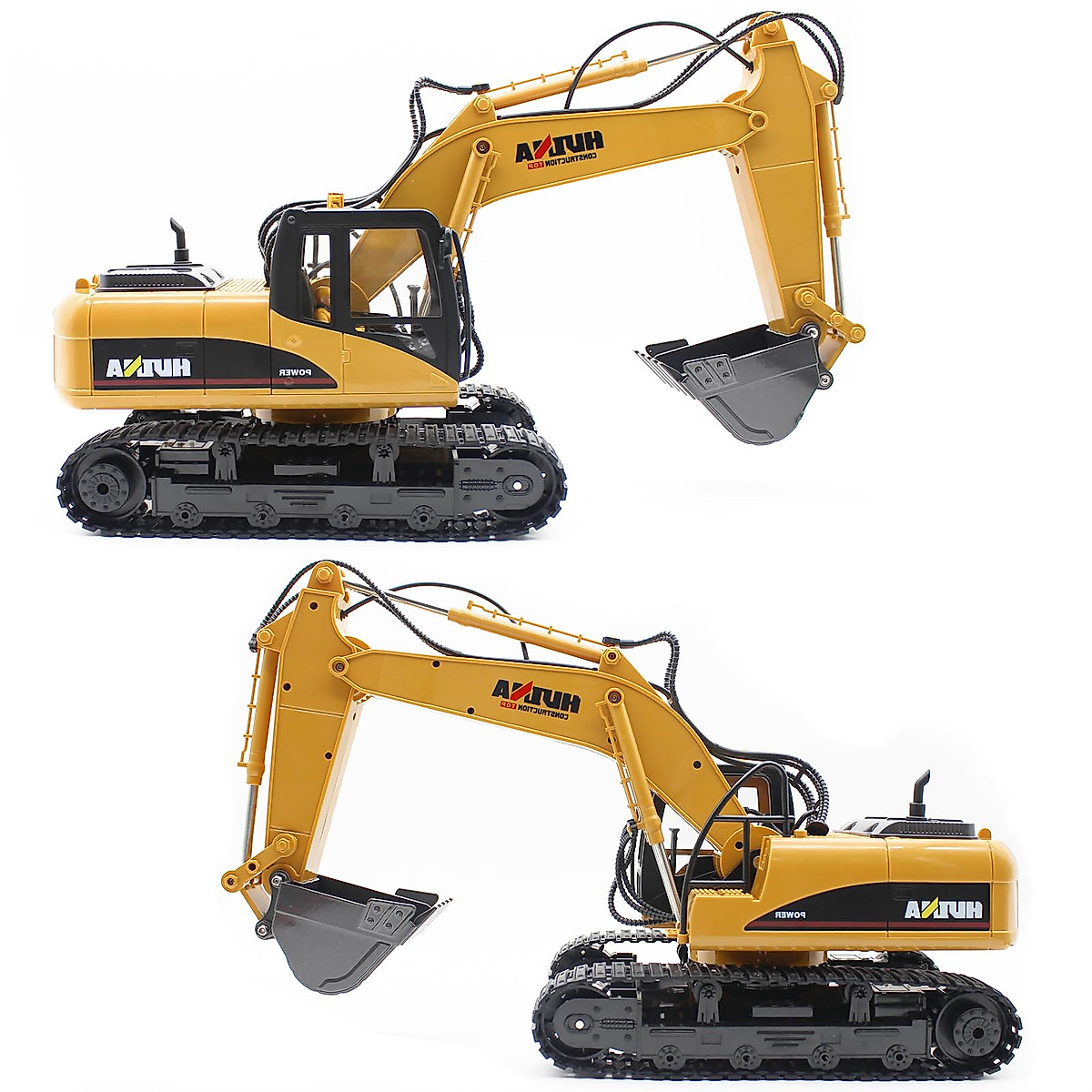 fisca Remote Control Excavator RC Construction Vehicles 15 Channel 2.4G Full Function Digger Toys with Metal Shovel Sound and Lights