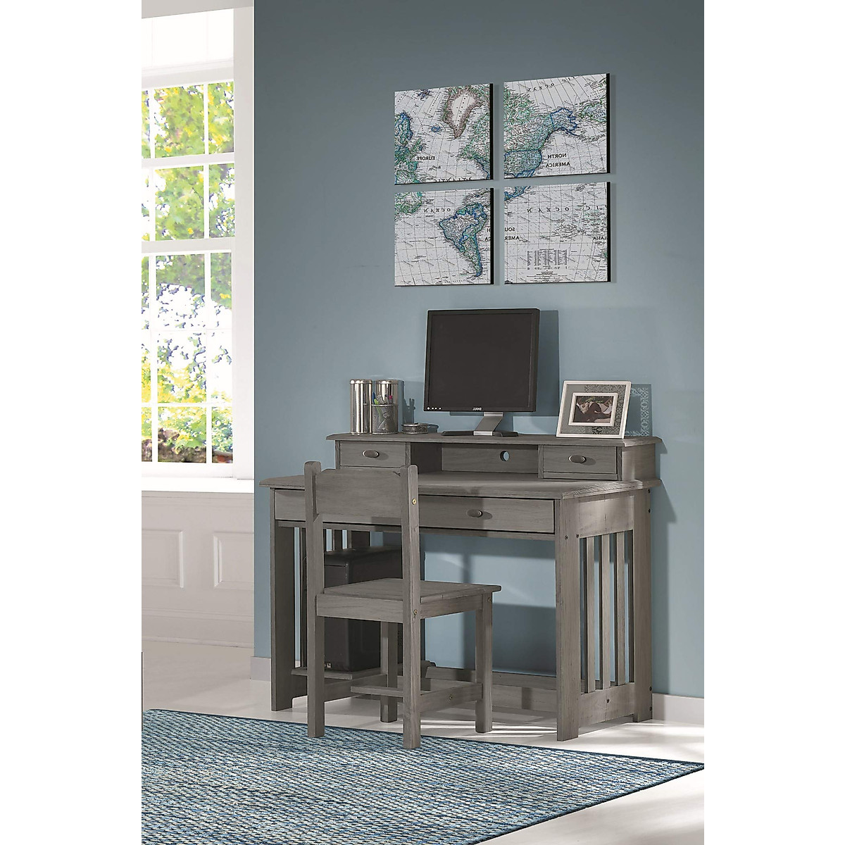 Discovery World Furniture Charcoal Desk, Hutch & Chair