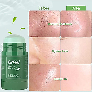 2 Packs Green Tea Mask Stick Blackhead Remover, Green Tea Purifying Clay Mask Cleansing Clay Stick, Deep Pore Cleansing, Face Moisturizes Oil Control Skin Brightening for All Skin Types Men Women