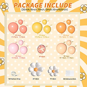 Boho Daisy Balloon Garland Arch Kit,JOGAMS 172Pcs Groovy Balloon Arch Kit with Daisy Flower Rose Gold Confetti Balloons for Boho Daisy Theme Birthday Baby Shower Wedding Groovy Party Decorations