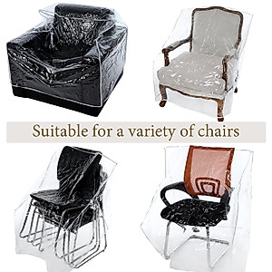 Woanger 8 Packs Plastic Patio Chair Cover Outdoor Furniture Cover Waterproof Dust Proof Dining Chair Cover Sturdy Couch Cover Armchair Cover PVC Heavy Duty Sofa Slipcover for Moving