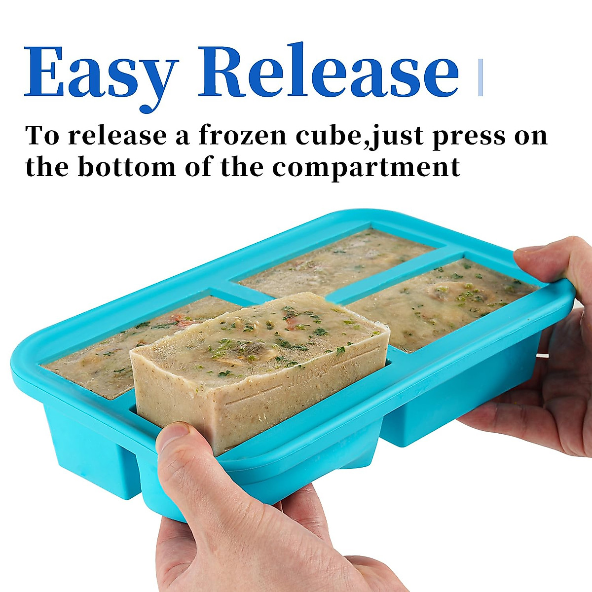 NICITY 1-Cup Soup Cubes Freezer Tray with Lid，Large Silicone Soup Freezer Molds for Storing and Freezing Soup Sauce Broth Ice Leftovers(2Packs+10Pcs Reusable Storage Bags)