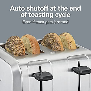 Hamilton Beach 4 Slice Toaster with Extra Wide Slots for Bagels, Shade Selector, Toast Boost, Slide-Out Crumb Tray, Auto-Shutoff and Cancel Button, Brushed Stainless Steel (24910)