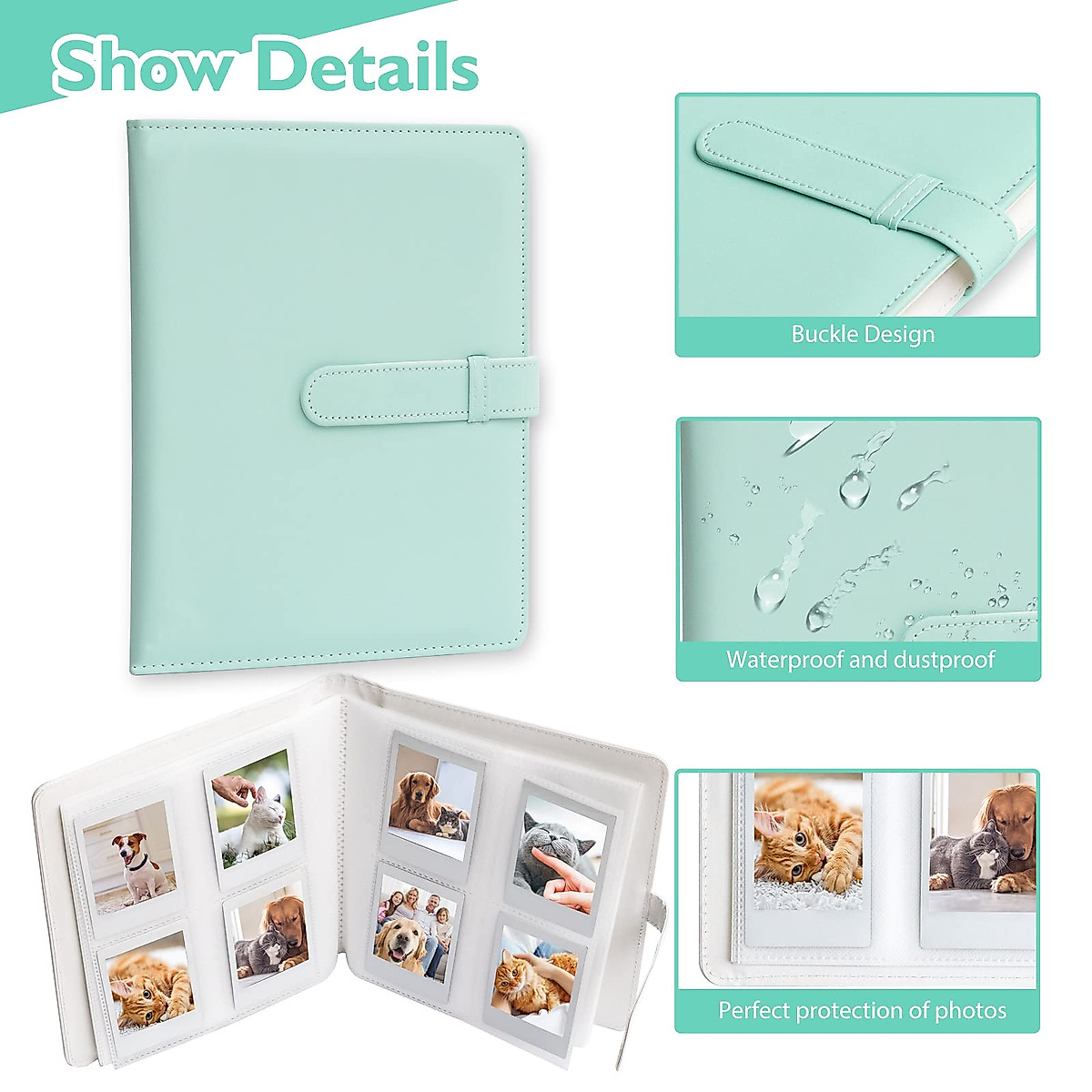 256 Pockets Photo Album for Fujifilm Instax Mini LiPlay 11 9 8+ 8 7S Instant Camera/Mini Link SP-1 Printer, Polaroid Snap SnapTouch PIC-300 Z2300 Mint Zip Instant Camera Printer (Mint)
