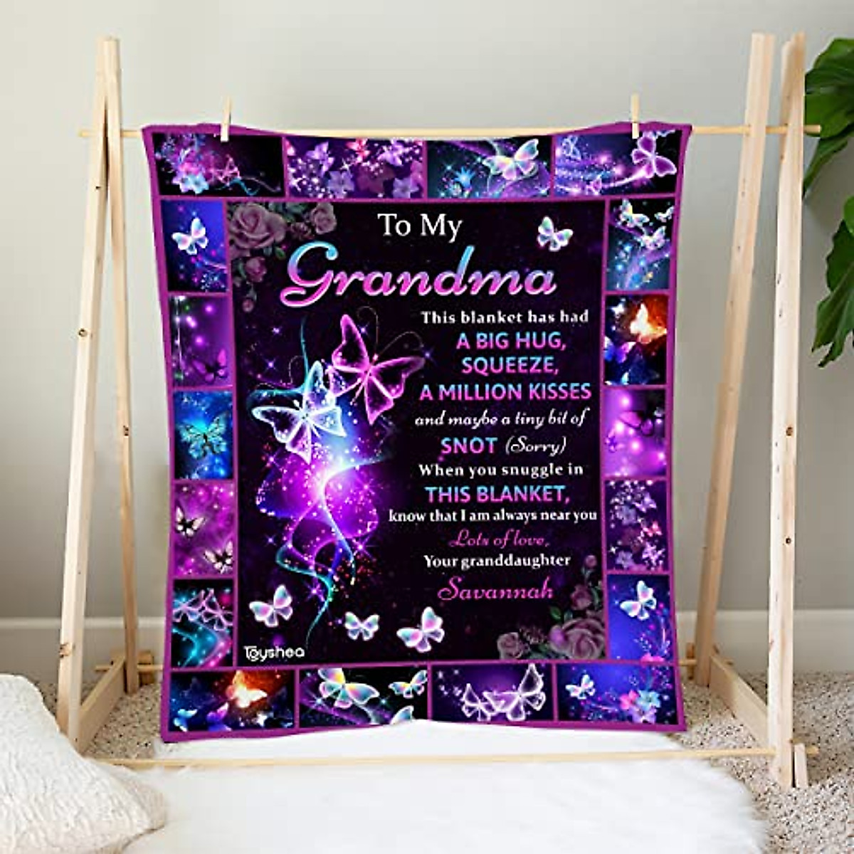 Toyshea to My Grandma Blanket Grandma Gift Blankets Soft Fleece Sherpa Throws Personalized Grandmother Gifts for Mothers Day from Grandchildren Grandson Granddaughter Gift for Birthday Christmas