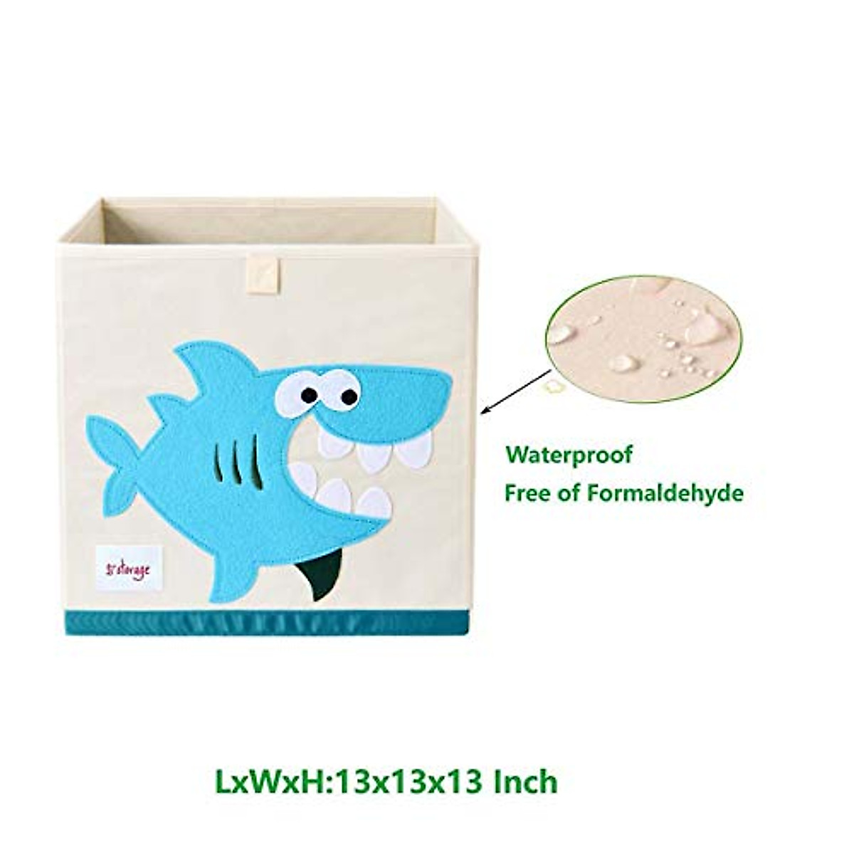 VMOTOR Foldable Animal Canvas Storage Toy Box/Bin/Cube/Chest/Basket/Organizer for Kids, 13 inch(Shark)