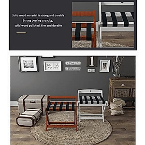 DIEFMJ Foldable Luggage Rack - Solid Hardwood Foldable Storage/Organization Shelf - Easy Assembly - for Home, Bedroom & Travel (Color : White)